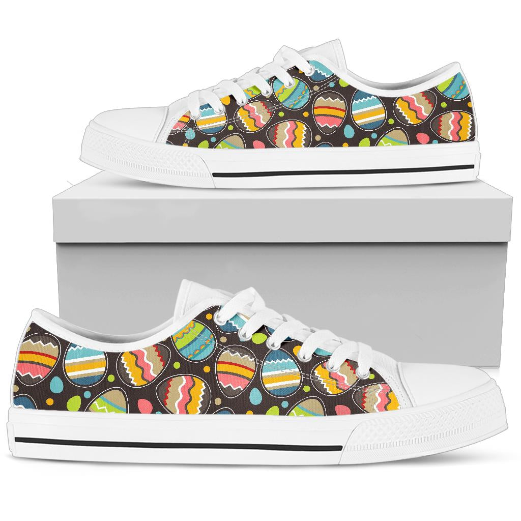 Easter Eggs Pattern Print Design RB03 White Bottom Low Top Shoes – JorJune