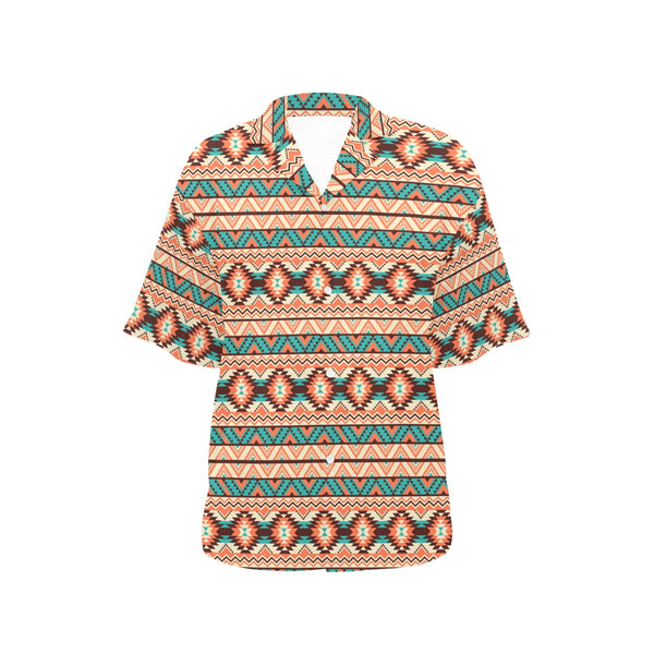 Navajo Western Style Print Pattern Women's Hawaiian Shirt – JorJune