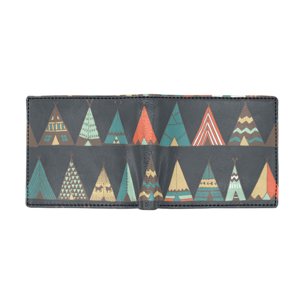 Tribal native american tent Aztec Men's ID Card Wallet - JorJune