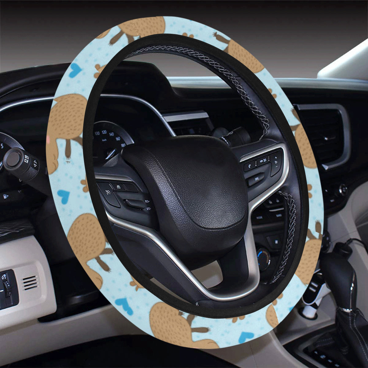 Capybara Pattern Print Design 01 Steering Wheel Cover with Elastic Edg ...