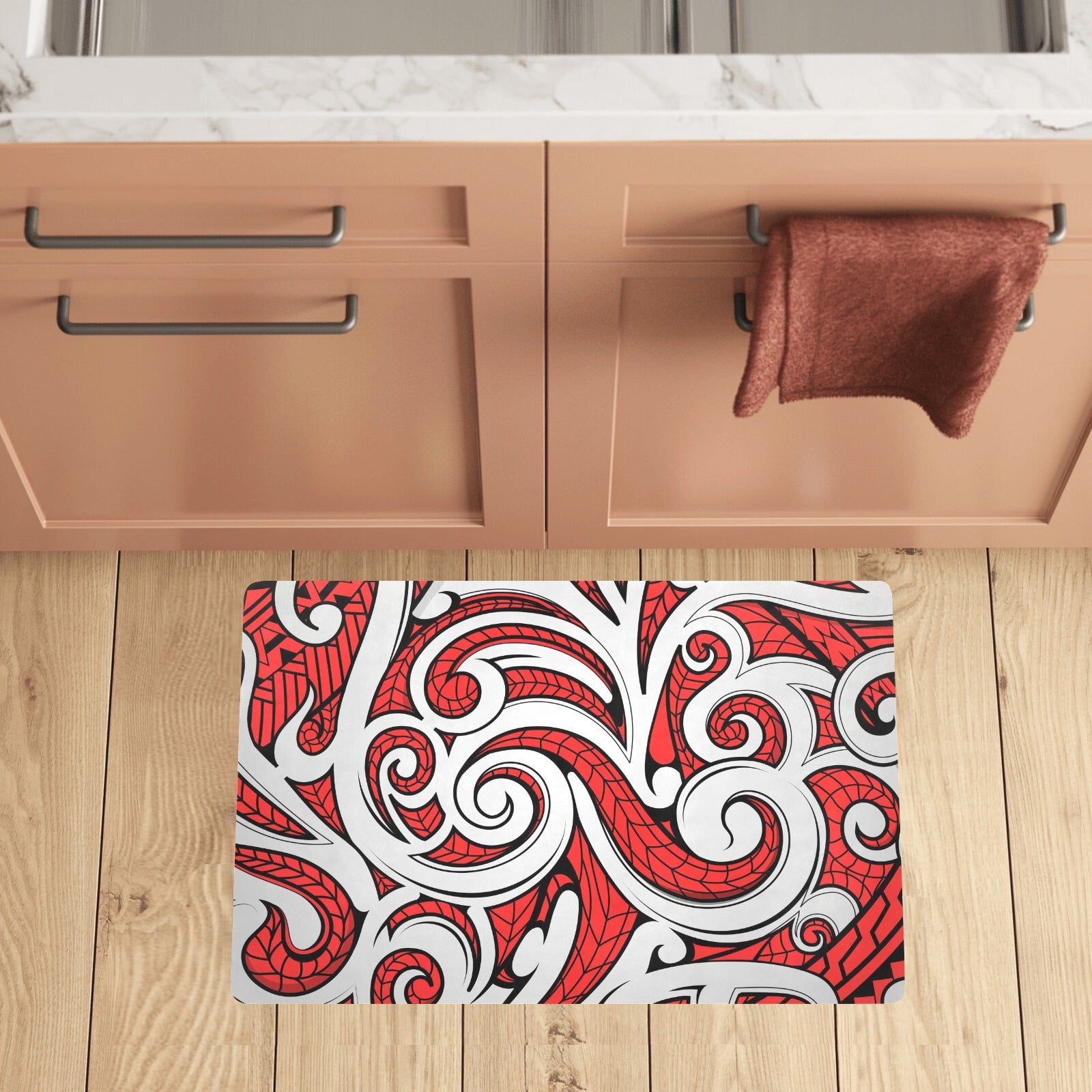 Maori Polynesian Themed Design Print Kitchen Mat - JorJune