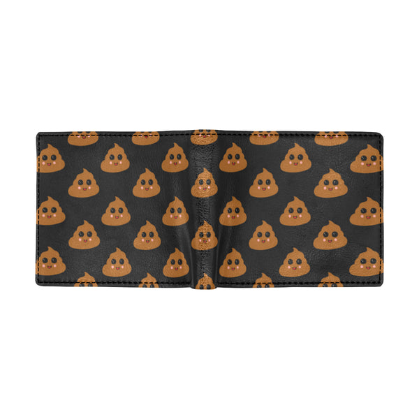 Poop Emoji Pattern Print Design A01 Men's ID Card Wallet - JorJune