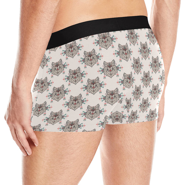 Aztec Wolf Pattern Print Design 01 Men's Boxer Briefs - JorJune