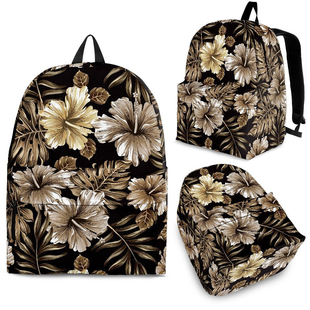 Brown Hibiscus Tropical Premium Backpack – JorJune