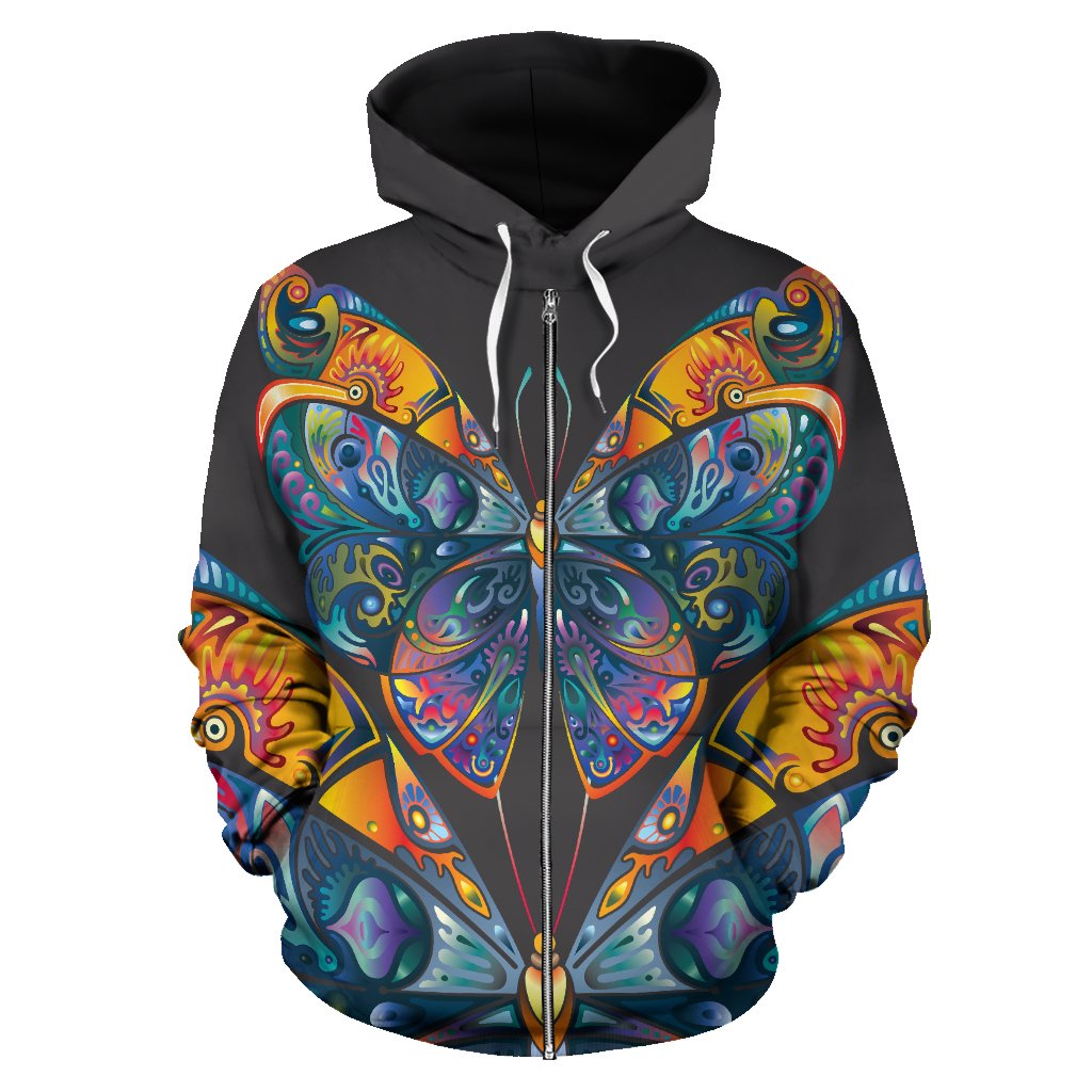 Butterfly Art Colorful Zip Up Hoodie – JorJune