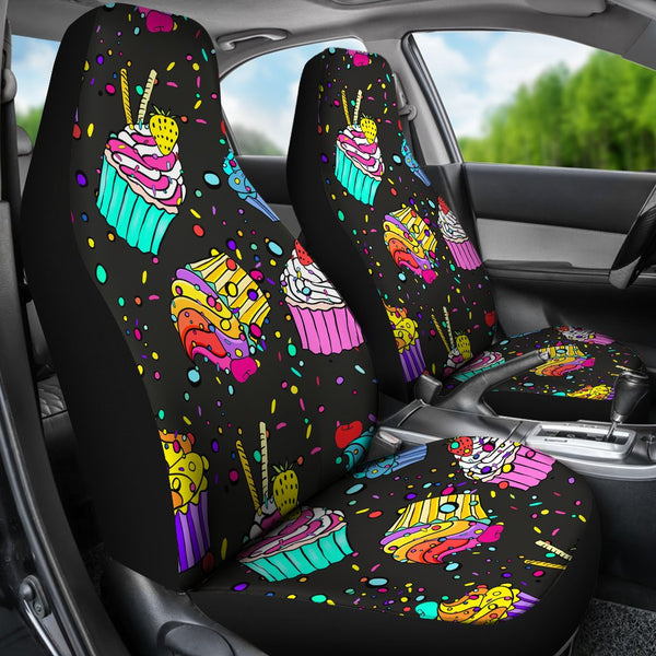 Colorful Cupcake Pattern Universal Fit Car Seat Covers - JorJune