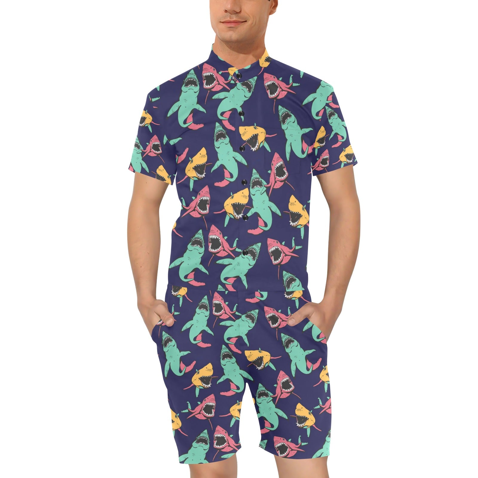 Shark Bite Pattern Men's Romper – JorJune