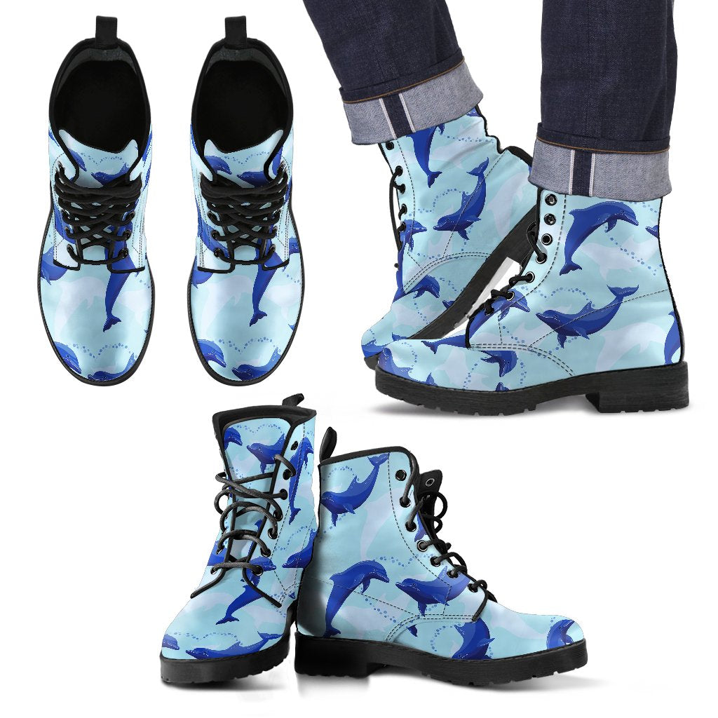 Dolphin Heart Pattern Men Leather Boots – JorJune