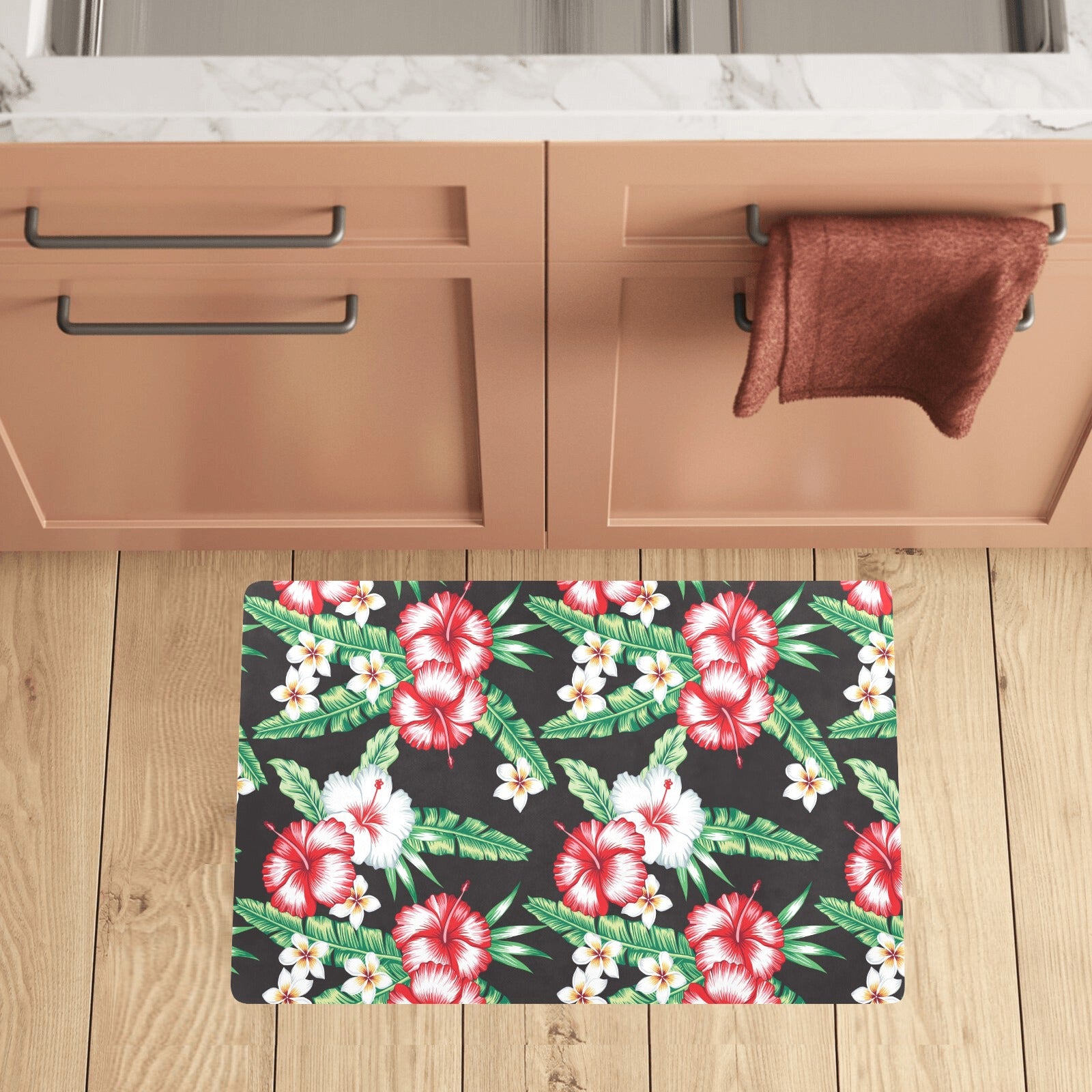 Hawaiian flower tropical leaves Kitchen Mat - JorJune