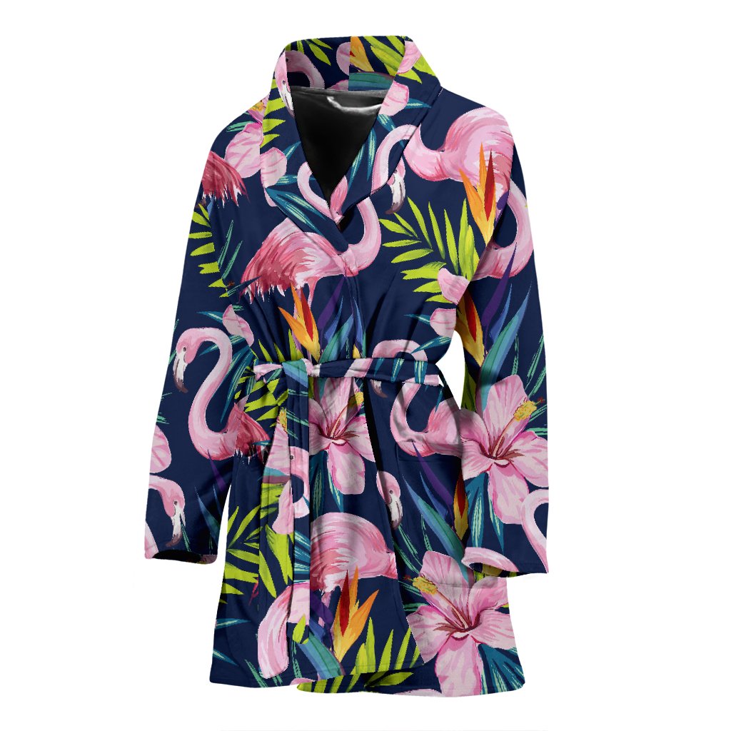 Flamingo Hibiscus Print Women Bathrobe – JorJune