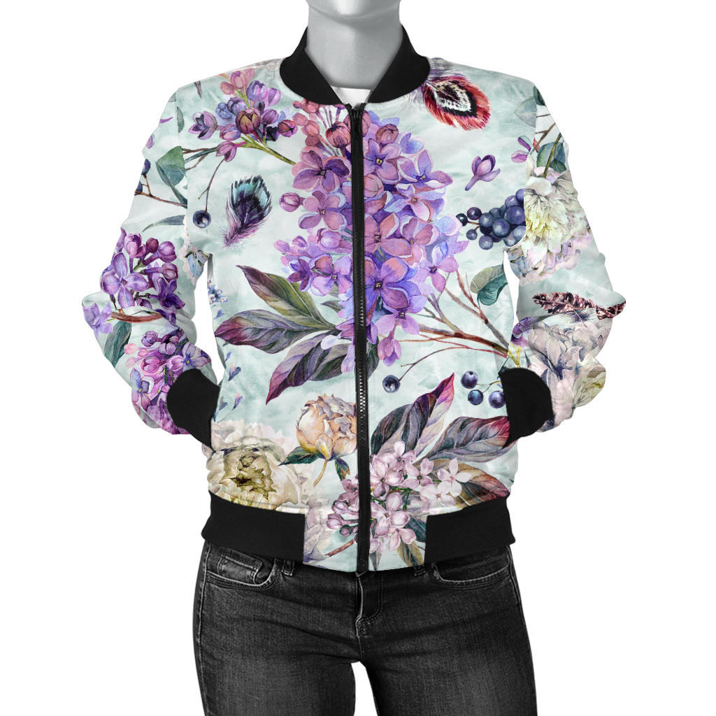 Lilac Pattern Print Design LI06 Women Bomber Jacket – JorJune