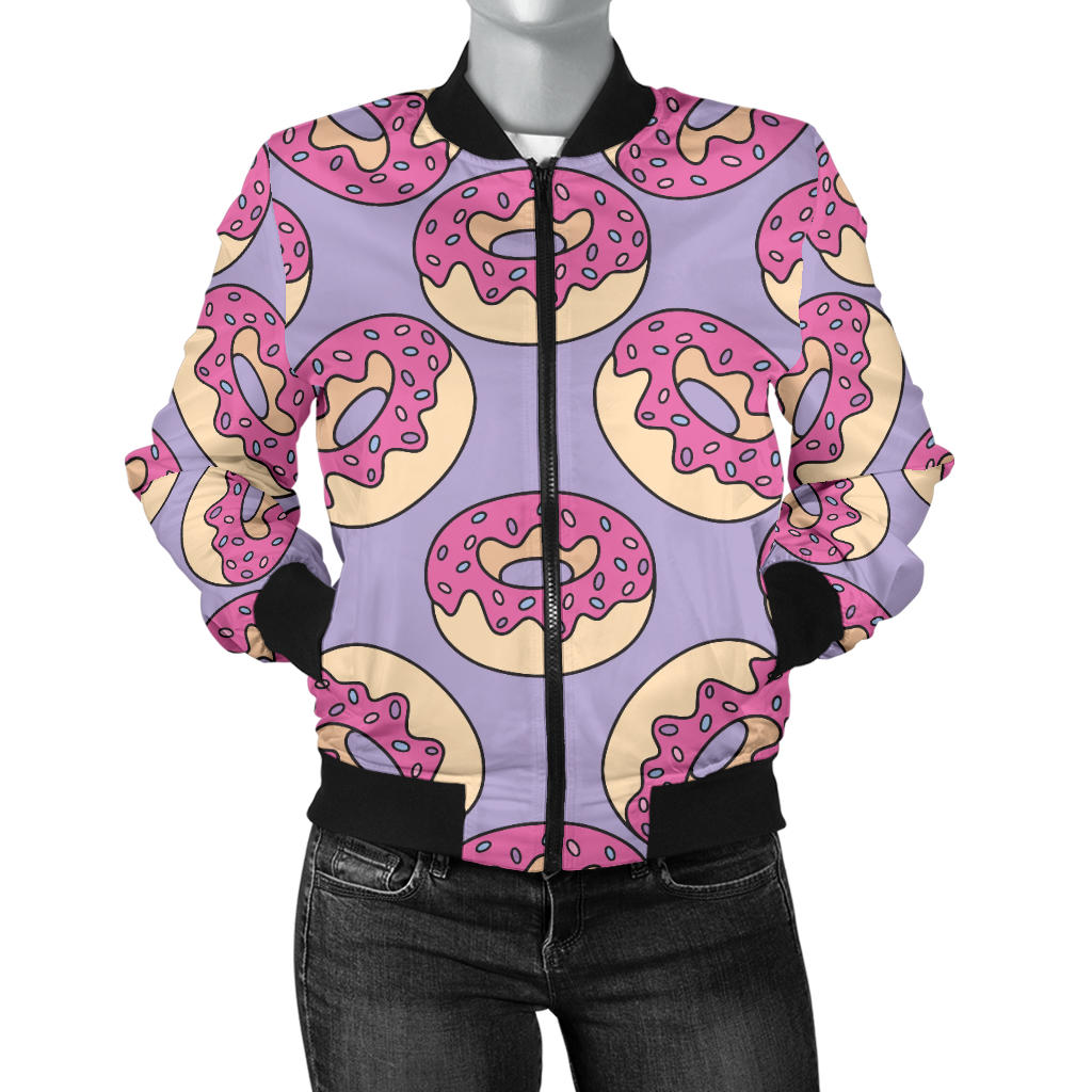 Donut Pattern Print Design DN015 Women Bomber Jacket – JorJune