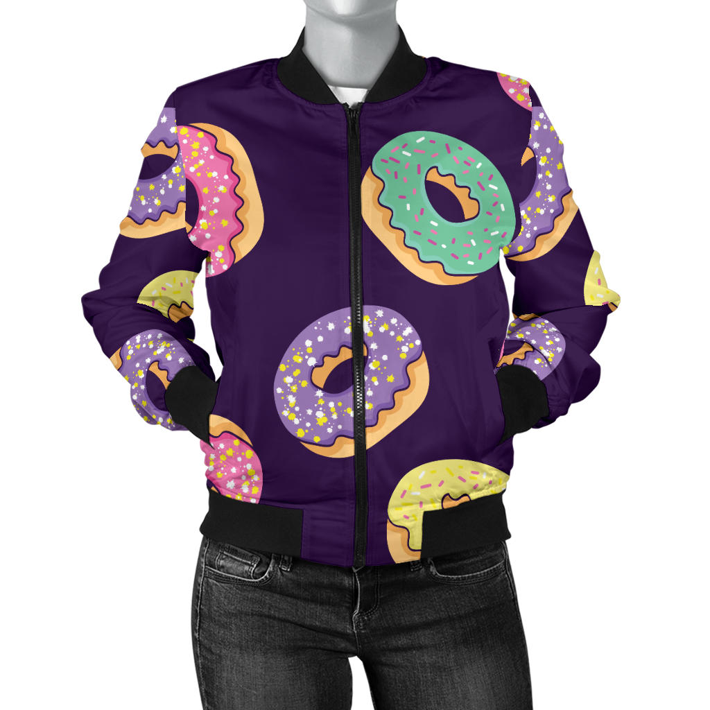 Donut Pattern Print Design DN08 Women Bomber Jacket – JorJune
