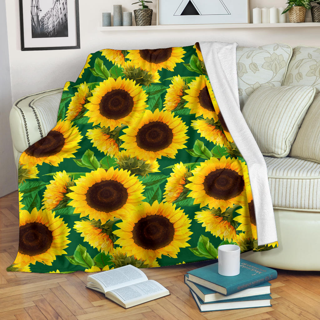 Sunflower Pattern Print Design SF02 Fleece Blanket – JorJune
