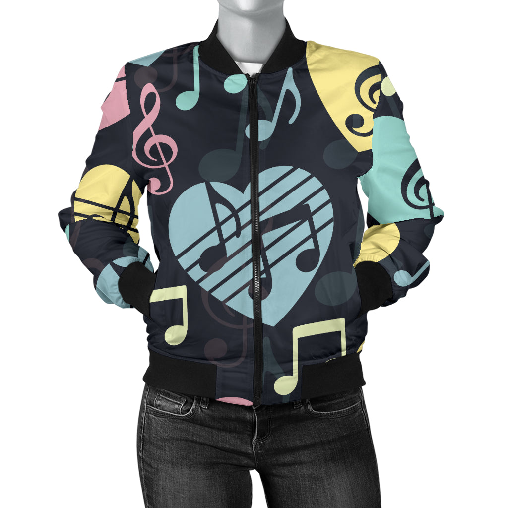 Music note Pattern Print Design A03 Women's Bomber Jacket – JorJune