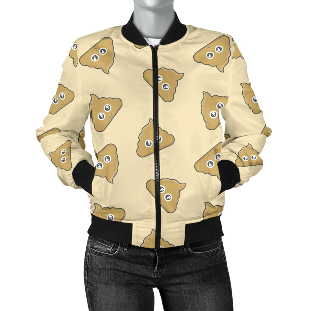 Poop Emoji Pattern Print Design A02 Women's Bomber Jacket – JorJune