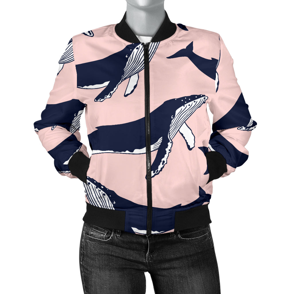 Humpback Whale Pattern Print Design 02 Women's Bomber Jacket – JorJune