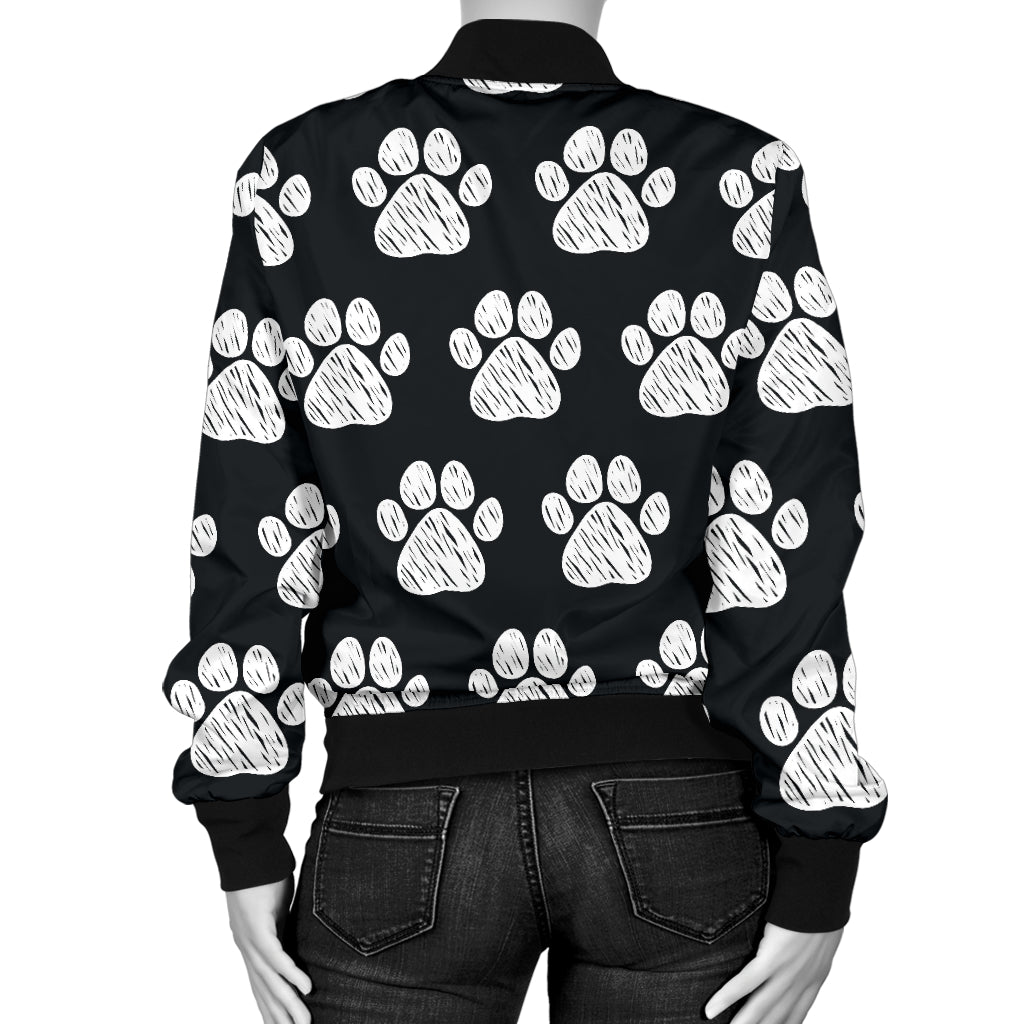 Paw Pattern Print Design A02 Women's Bomber Jacket - JorJune