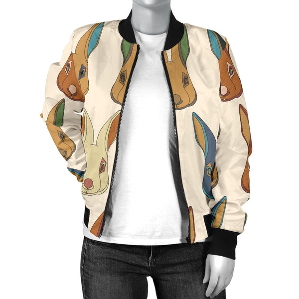 Rabbit Pattern Print Design RB04 Women Bomber Jacket - JorJune