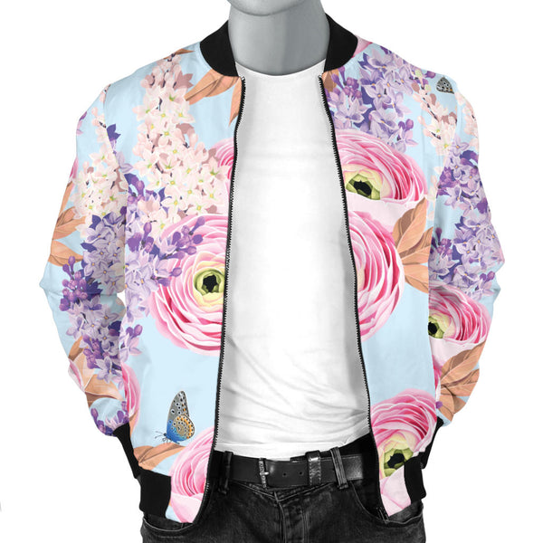Lilac Pattern Print Design LI03 Men Bomber Jacket - JorJune