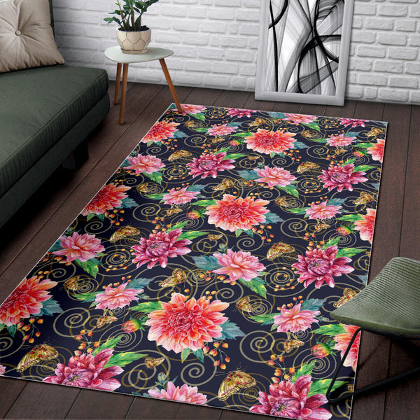 Dahlia Pattern Print Design DH02 Area Rugs - JorJune