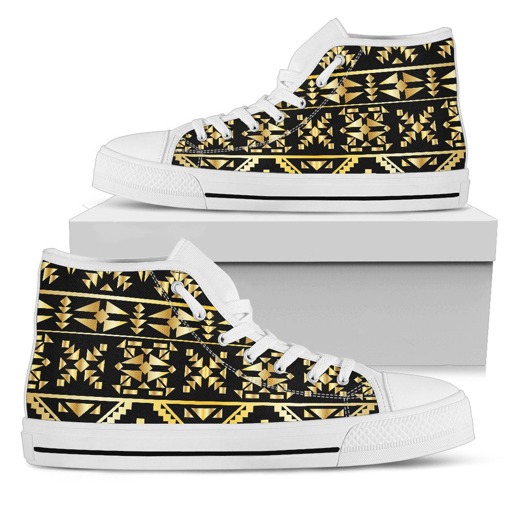 Gold Aztec Tribal Men High Top Shoes – JorJune
