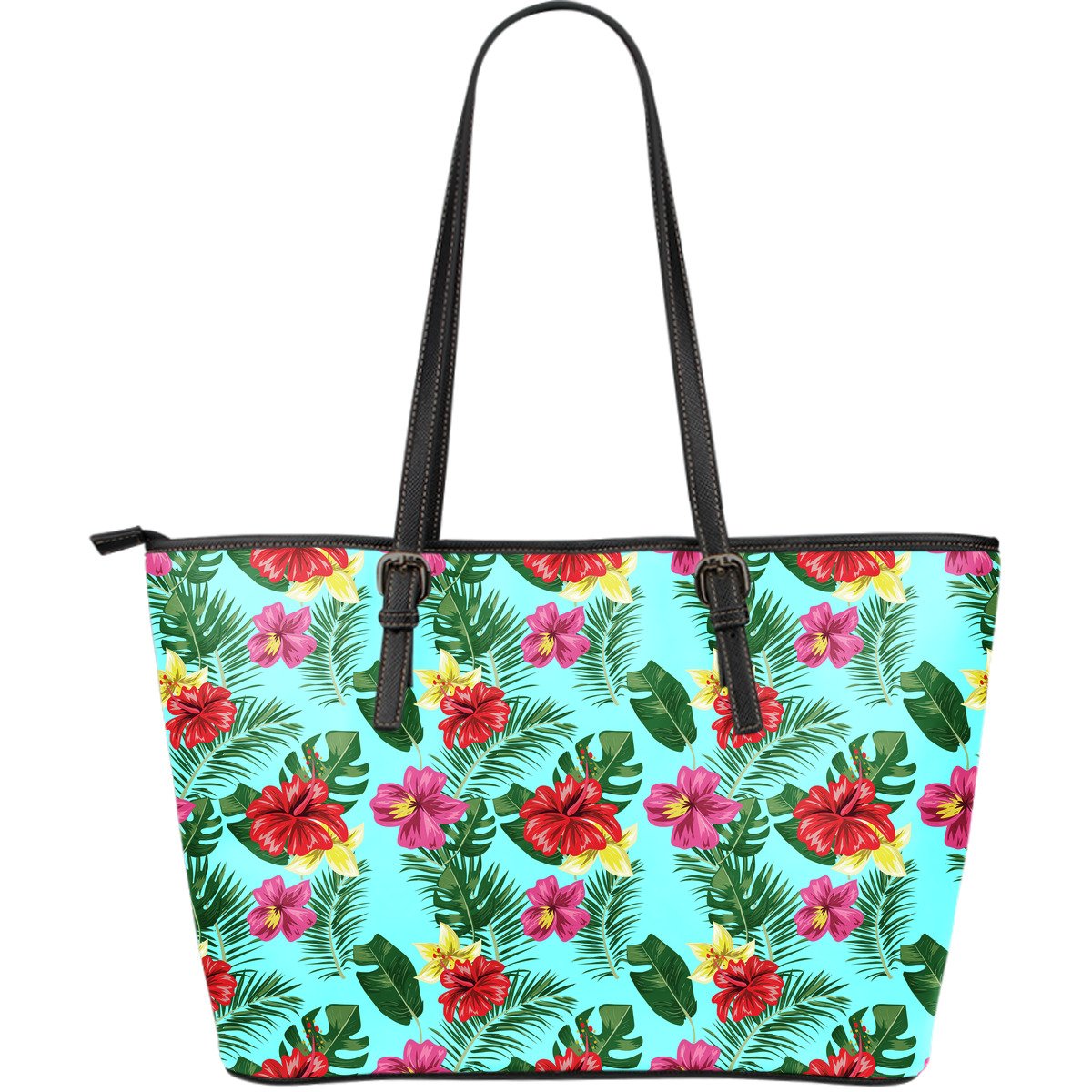 Hibiscus Hawaiian Flower Leather Tote Bag – JorJune