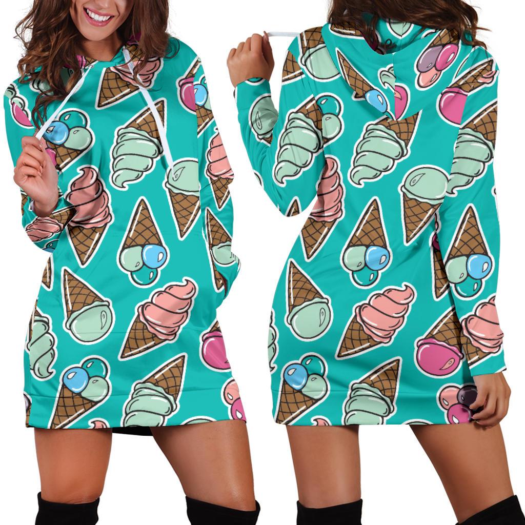 Ice Cream Pattern Print Design IC01 Women Hoodie Dress – JorJune