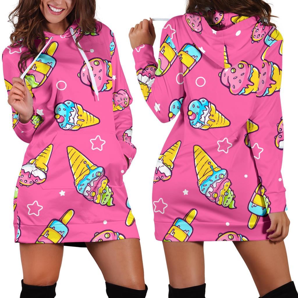 Ice Cream Pattern Print Design IC04 Women Hoodie Dress – JorJune