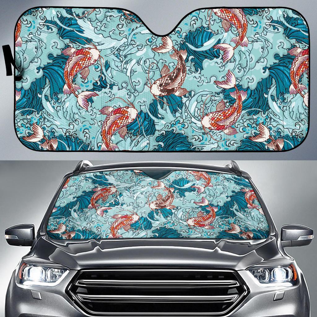 KOI Fish Pattern Print Design 05 Car front Windshield Sun Shades – JorJune