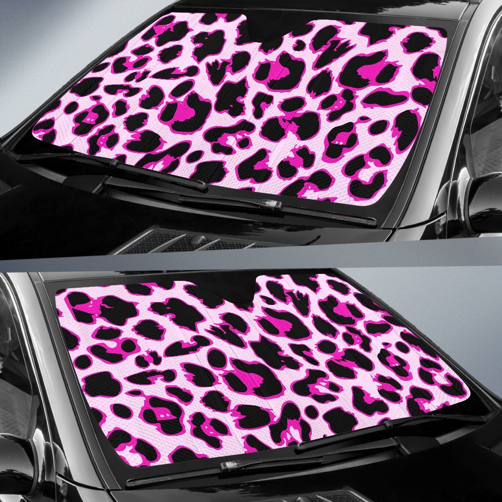 Pink Leopard Print Car front Windshield Sun Shade - JorJune