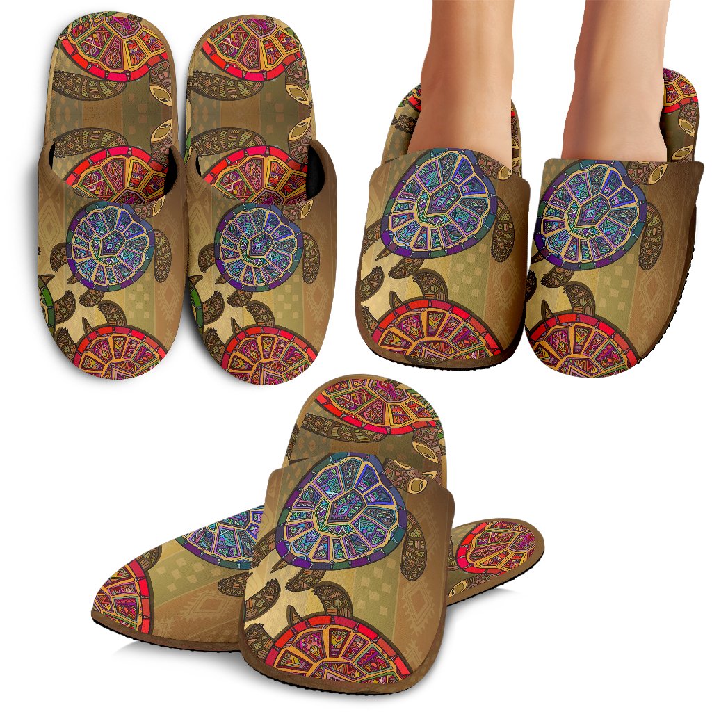 Sea Turtle Tribal Colorful House Slippers – JorJune