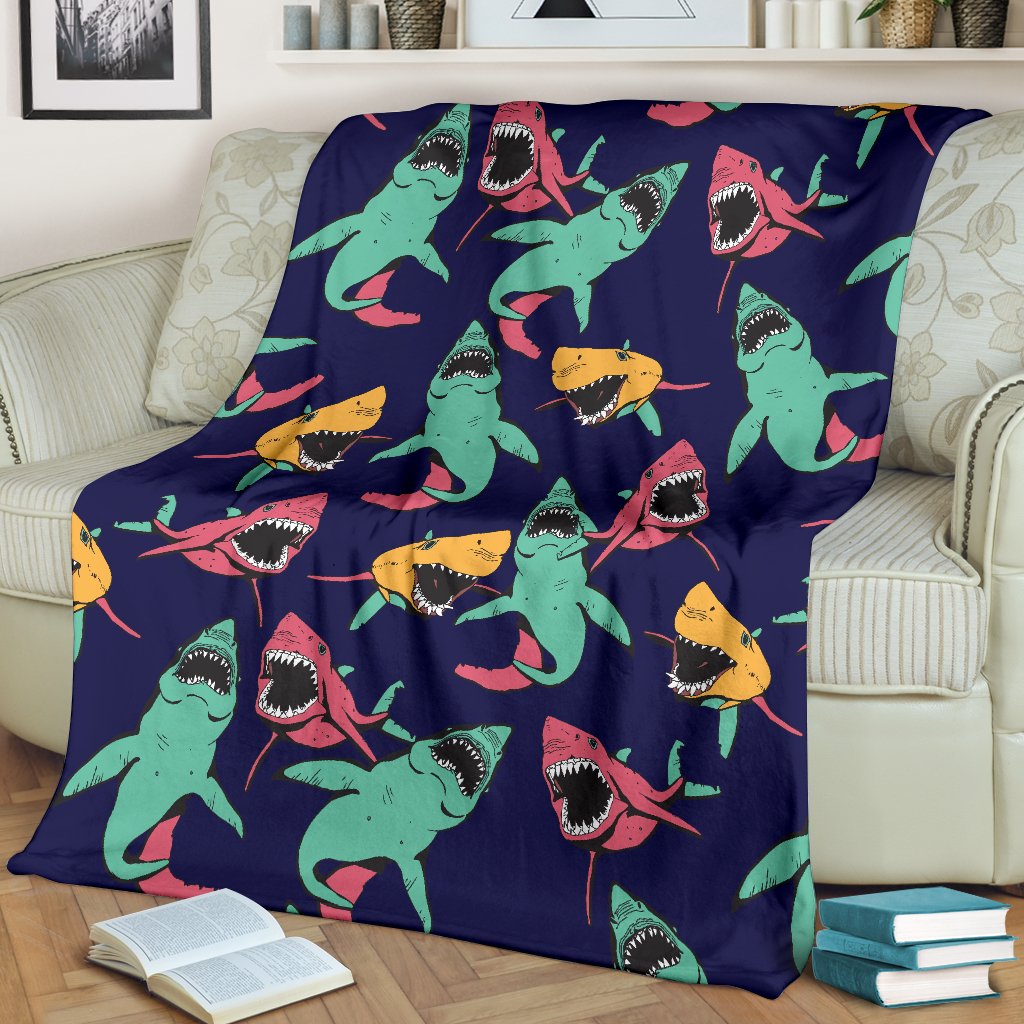 Shark Bite Pattern Fleece Blanket - JorJune