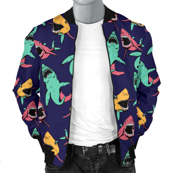 Shark Bite Pattern Men Bomber Jacket - JorJune