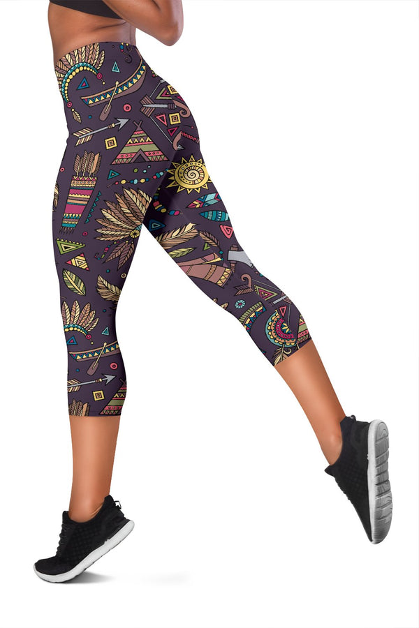 Tribal Native American Aztec Women Capris - JorJune