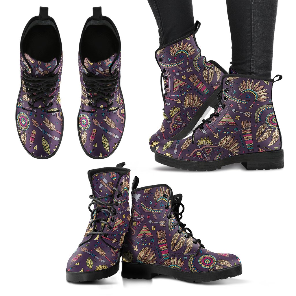 Tribal Native American Aztec Women Leather Boots – JorJune