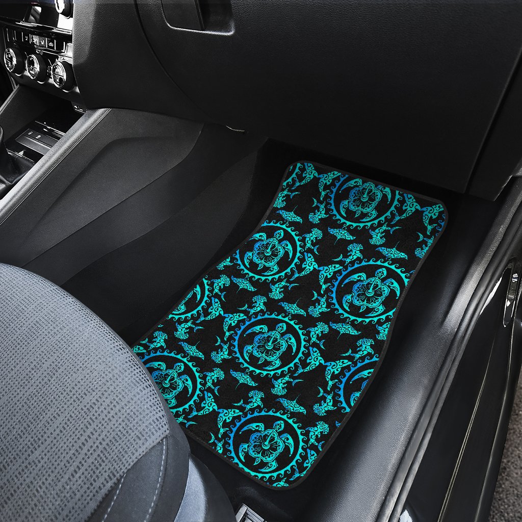 turquoise Tribal Sea Turtle Hawaiian Front and Back Car Floor Mats ...