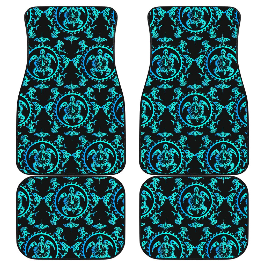 turquoise Tribal Sea Turtle Hawaiian Front and Back Car Floor Mats ...